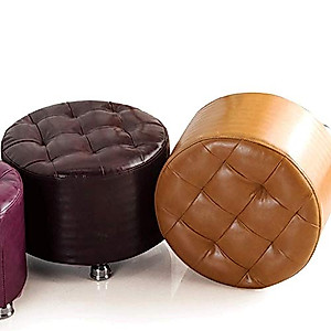 LLLY Footstool, Creative Round Soft Footstool Sofa Stool, Soft and Comfortable Smooth and Easy to Change Shoes Bench Solid Wood Frame (Color : D)