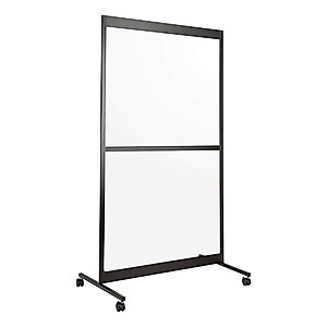 Norwood Commercial Furniture Clear Room Divider Partition - Portable Sneeze Guard Screen on Wheels for Social Distancing, Home, Office, Waiting Area, or School 3.5’ W x 6.5’ H Single Panel w/Crossbar