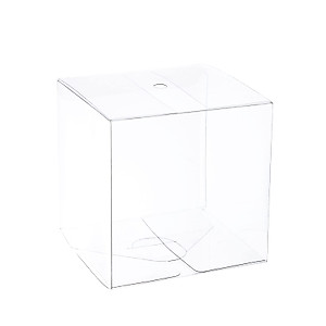 Stockroom Plus 30 Pcs Clear Candy Apple Boxes with Hole Top 4 x 4 x 4 inch for Wedding Baby Shower, Birthday, Easter Favor Supplies Plastic Individual Packaging Cube