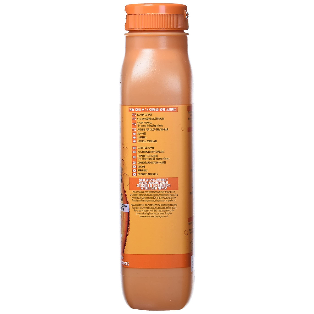 Garnier Fructis Damage Repairing Treat Shampoo, 98 Percent Naturally Derived Ingredients, Papaya, Nourish Dry Damaged Hair, Coconut, 11.8 Fl Oz