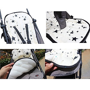 Baby Stroller Seat Liner Car Seat Insert Pad Pram Pushchair Seat Cushion Soft Cotton Pram Padding Seat Liner Universal Reversible for Buggy Baby High Chair Washable Adjustable All-Seasons 78x36cm