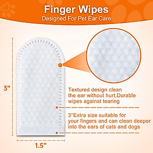 50Pcs Dog Ear Wipes Finger, Dog Ear Cleaner Wipes for Dogs and Cats, Pet Ear Wipes, Soft & Easy Otic Cleaning Pads, Remove Wax, Dirt & Stop Smelly, Itchy, Non-Irritating, All Natural Ingredients