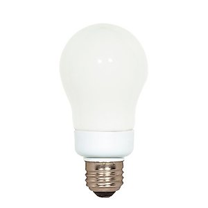 Satco S7281 7-Watt Medium Base A-Type Bulb, 2700K, 120V, Equivalent to 40-Watt Incandescent Lamp with Energy Star Rated, White