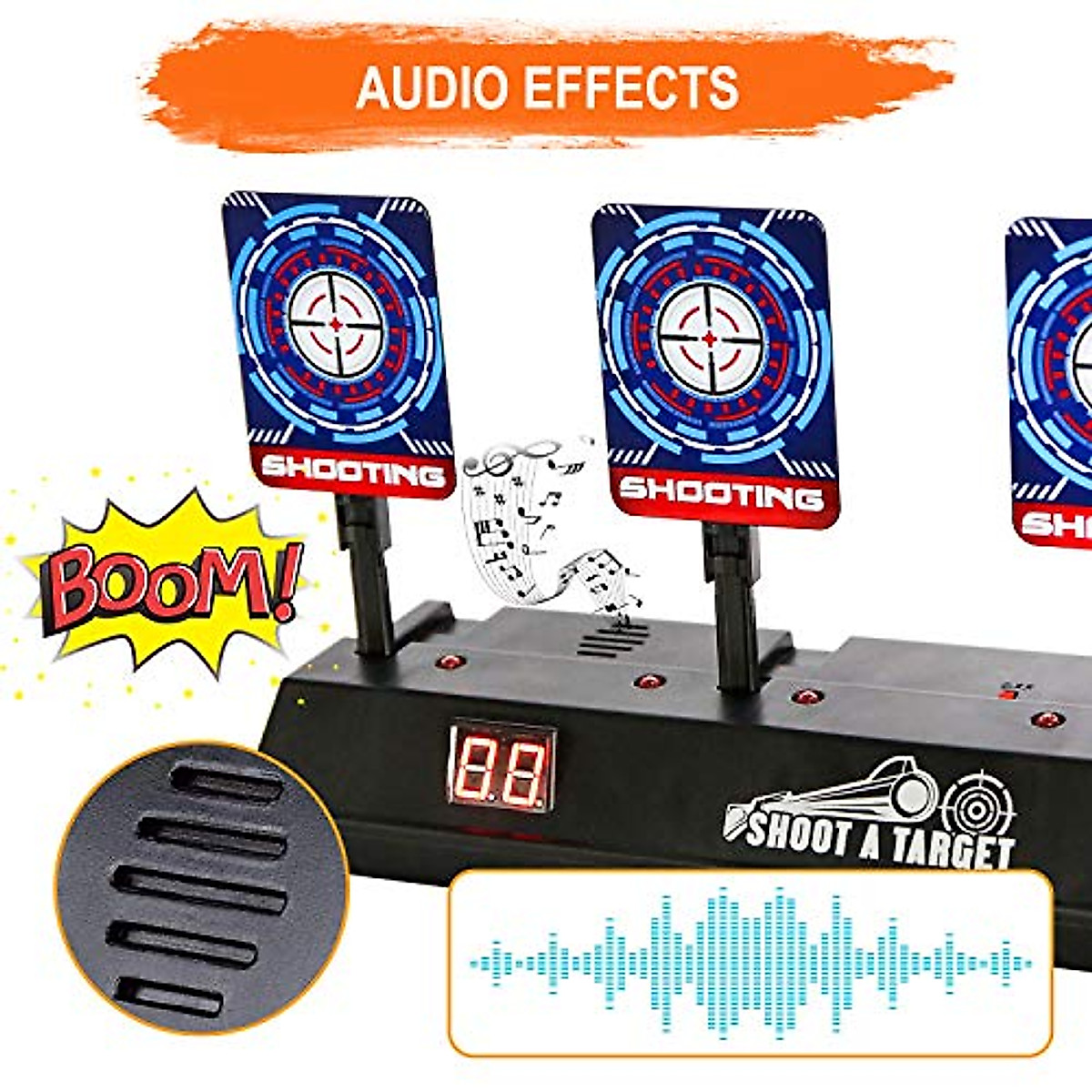 Electronic Shooting Target Scoring Auto Reset Digital Targets for Nerf Guns Toys with a Support Cage & Net, Christmas Birthday Gifts Toy for Kids-Boys & Girls