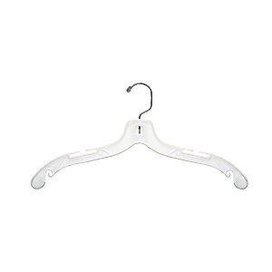 NAHANCO 1505 Plastic Dress Hanger, Middle Heavy Weight, 17", White (Pack of 100)