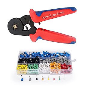 Crimper Tool Kit, Crimp Ferrule Including 800pcs Insulated Wire Terminals New Hope Store Self Adjusting Crimping Plier Set Tool Guage HSC8 6-4A 0.25-6mm², 23-10 AWG Red