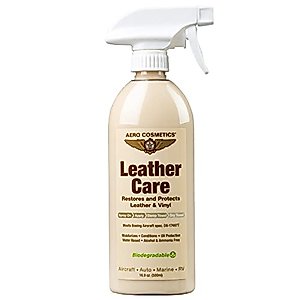 Leather Care, Conditioner, UV Protectant, Aircraft Grade Leather Care, Better Than Automotive Products. Excellent for Furniture, Car Seats, & RV 's, Does not Leave Dirt attracting Residue. 16oz
