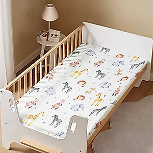Crib Sheets for Boys and Girls, Baby Crib Sheet Neutral for Standard Crib Mattress & Toddler Bed Mattress, Soft and Safe Jersey Knit Cotton, 2 Pack (Dinosaur&Animal)