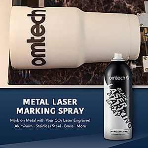 OMTech Laser Marking Spray, Metal Laser Marking Fluid for CO2 Laser Engravers, 13oz Aerosol High Contrast Black Spray for Laser Engraving Metal, Laser Ink Agent for Aluminum Stainless Steel Brass More