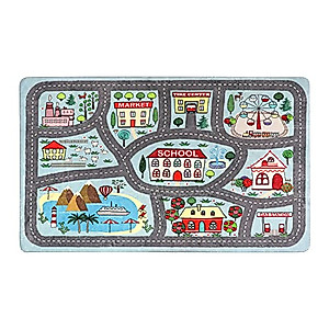 LIVEBOX Soft Kids Rug 4'x6' Carpet Play Mat for Baby Boys Girls, City Life Road Traffic Playroom Rug for Playing Cars Toys, Educational Nursery Rug for Children Bedroom Kids Room