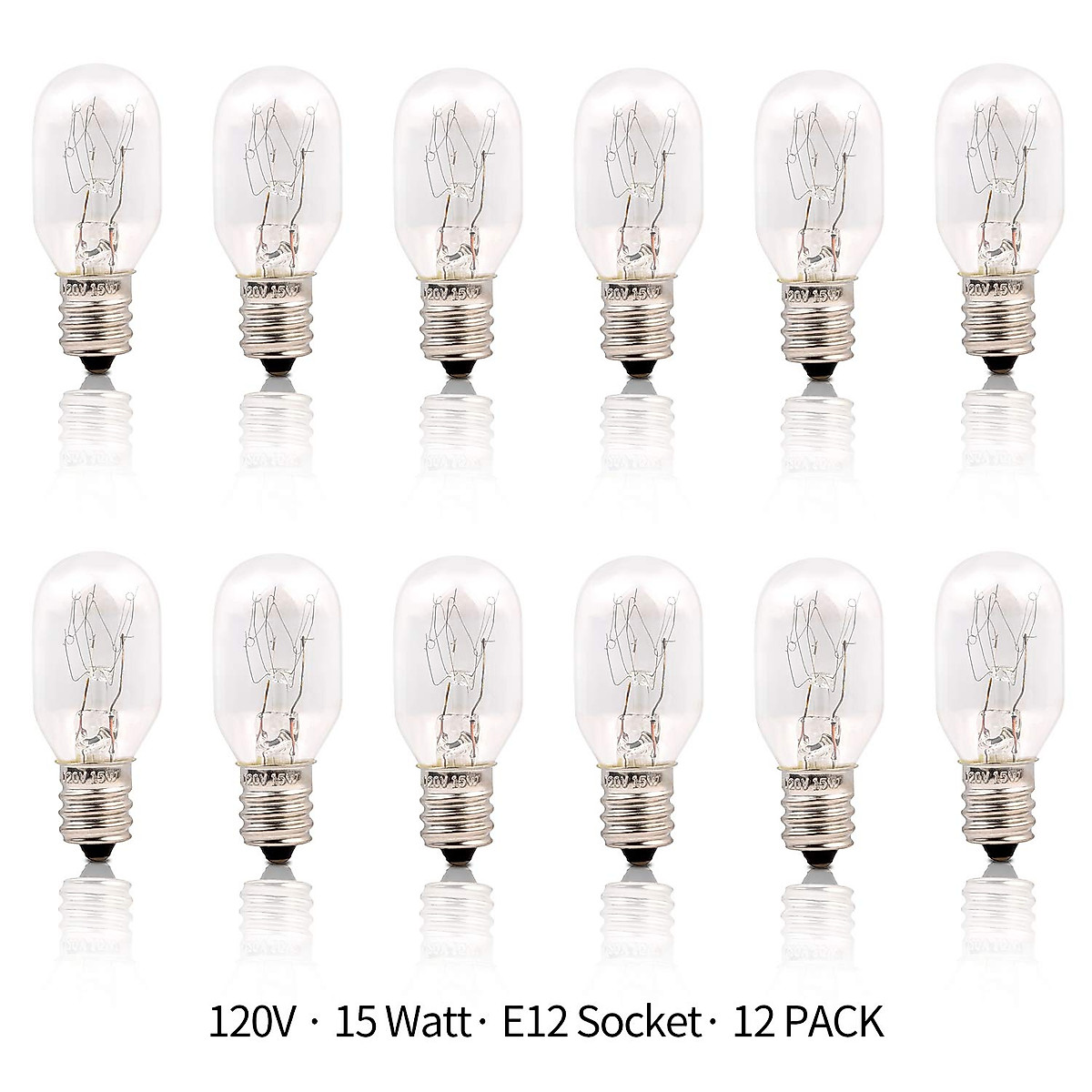 Betus Original Replacement Long Lasting 15 Watt Dimmable E12 Socket Warm White Household Salt Lamp Bulb Candle Warmers - Value Pack of 12