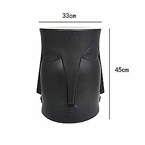 XARONF Matte Black Ceramic Drum Stool with Four Faces, Creative Mask Porcelain Stool, Shoe-Changing Dressing Stool, Suitable for Balconies and Open-air Gardens.