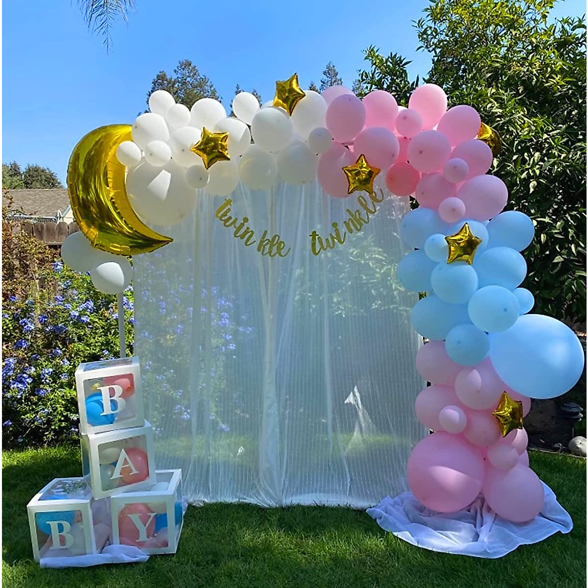 Pink and Blue Balloons Garland Arch Kit - 100Pcs 18+12+5 Inch Pink Blue Confetti Party Balloons for Gender Reveal Boys Girls Birthday Baby Shower Wedding Engagements Anniversary Party Decorations