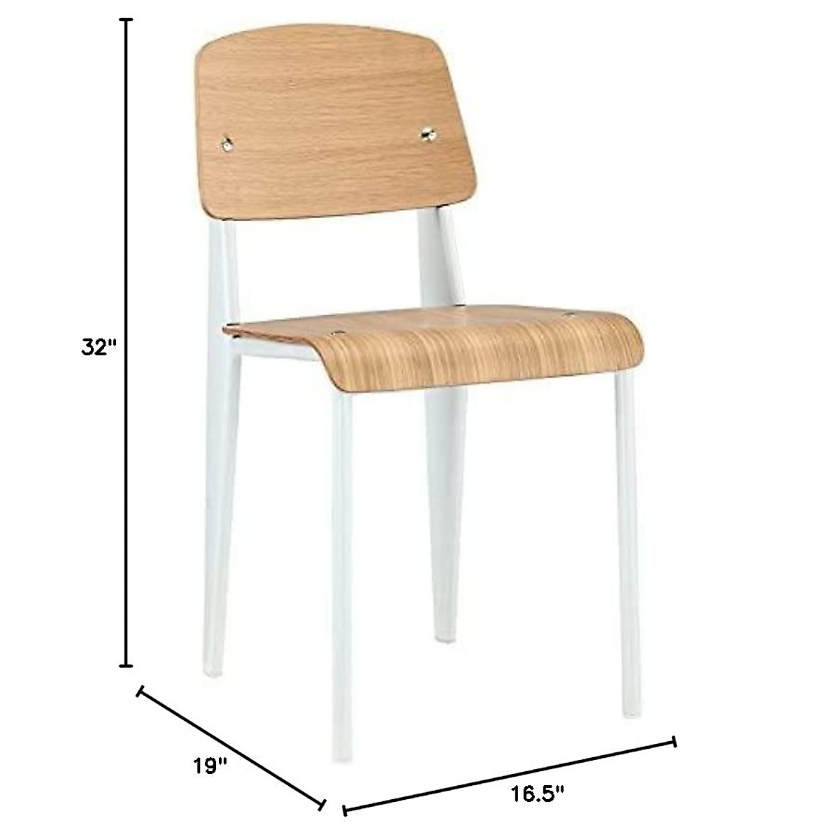 Modway Cabin Modern Wood and Metal Kitchen and Dining Room Chair in Natural White