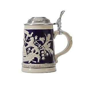 HAUCOZE Beer Stein Mug German Bavarian Drinking Stanley Drinking Mug with Lid for Man 0.6Liter