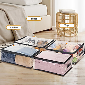 Fixwal 2pcs Clear Clothes Organizer Storage Bags, Foldable Bed Sheet Comforter Storage Bags PVC Organizers with Zipper for Sweaters, Bedding Sets, Closet(35l, 9.5 Gallons)