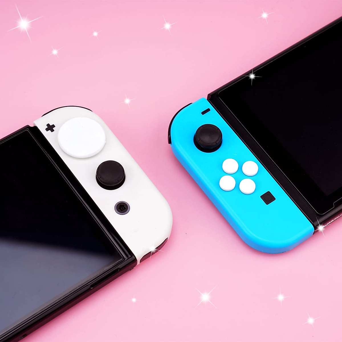 BelugaDesign Pastel Button Caps and D-Pad | Compatible With Nintendo Switch Standard OLED Joy-Con Controller Covers | Directional & A/B/X/Y Buttons - White