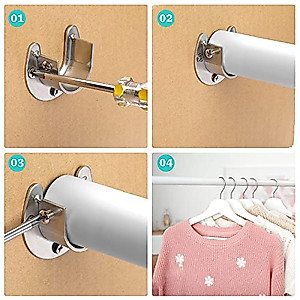 2 Pack Closet Rod Bracket Stainless Steel Wardrobe Bracket Heavy Closet Rod Holders with Screws Closet Pole Socket Flange Closet Rod End Support