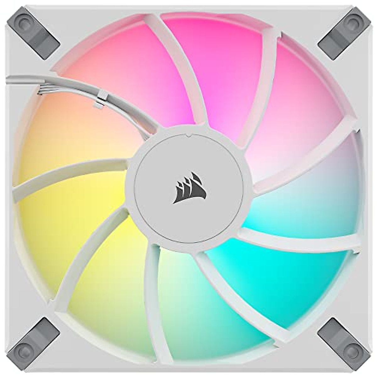 Corsair iCUE AF140 RGB Elite 140mm PWM Dual Fan Kit - Eight RGB LEDs Per Fan - AirGuide Technology - Fluid Dynamic Bearing - Zero RPM Fan Mode - Included iCUE Lighting Node CORE Controller - White