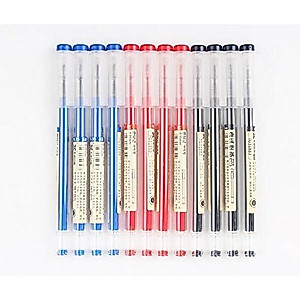 Gel Ink Pen Extra fine point pens Ballpoint pen Liquid Ink Rollerball Pens 0.35mm Premium Quick Drying Pen for Japanese Office School Stationery Supply 12 Packs (4 Black 4 Blue 4 Red)