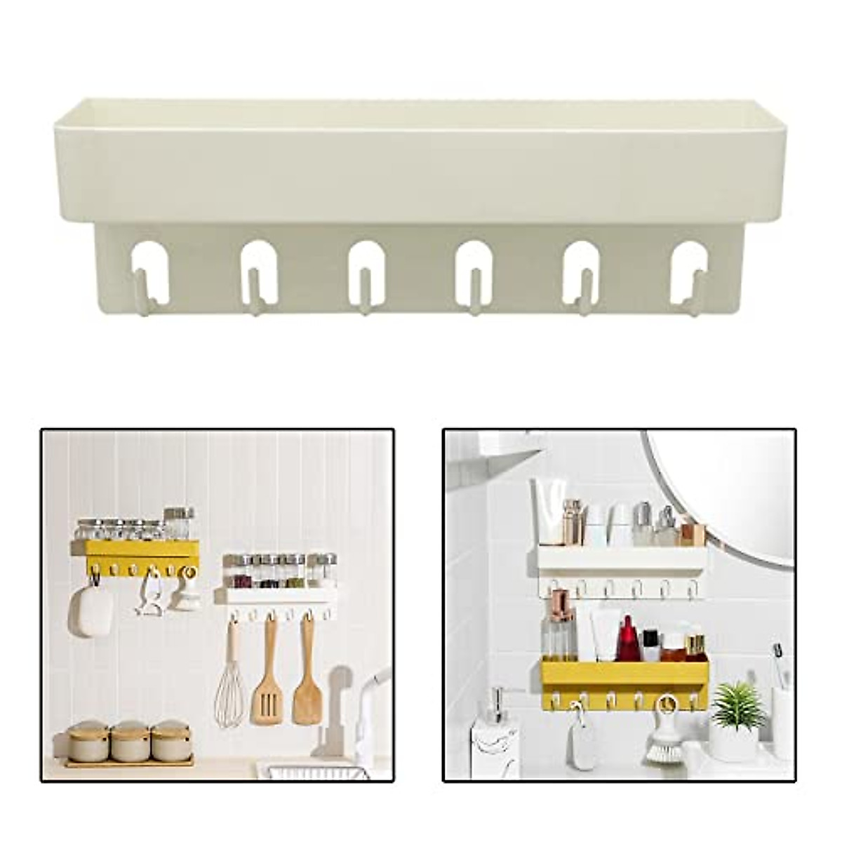 Bddalpke Bathroom Storage Shelf No Punching Towel Brush Wall Mounted Shower Basket Shower Caddy Basket for Bathroom Storage & Organization (White)