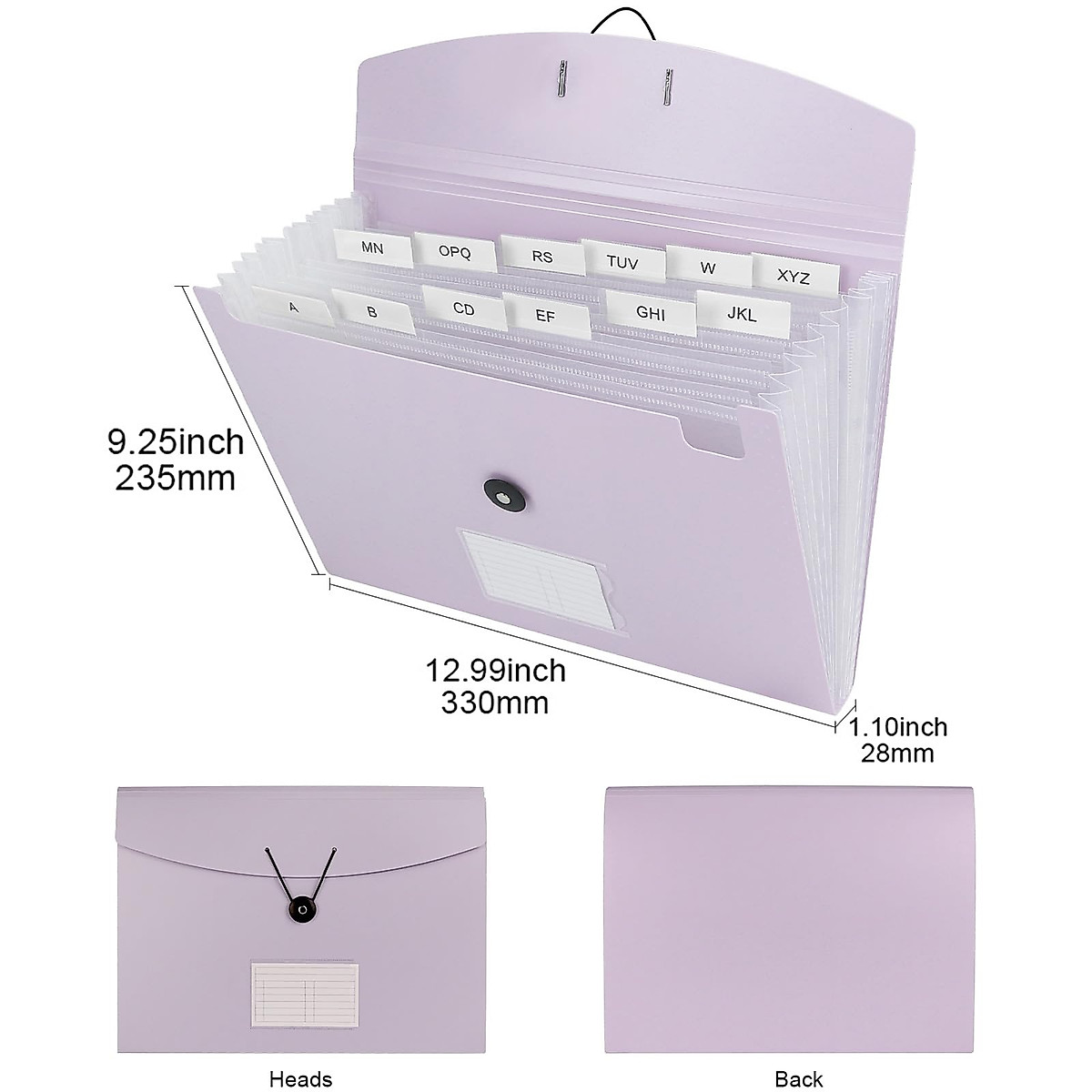 JIMEIQI Accordion File Organizer, 13 Pocket Expanding File Folder Organizer for Letter Size/A4 Documents, Expandable Portable Monthly Bill/Receipt Organizer for Home/Office/School (Makaron Purple)