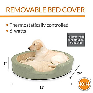 K&H Pet Products Thermo-Snuggly Sleeper Heated Pet Bed Large 31 X 24 X 5 Inches Sage/Tan