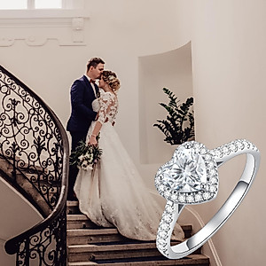 MRENITE Solid 10K/14K/18K Gold 1 Carat Moissanite Heart-shaped Engagement Ring for Woman Genuine Moissanite Halo Ring for Promise, Wedding or Anniversary(D color VVS1 Clarity)