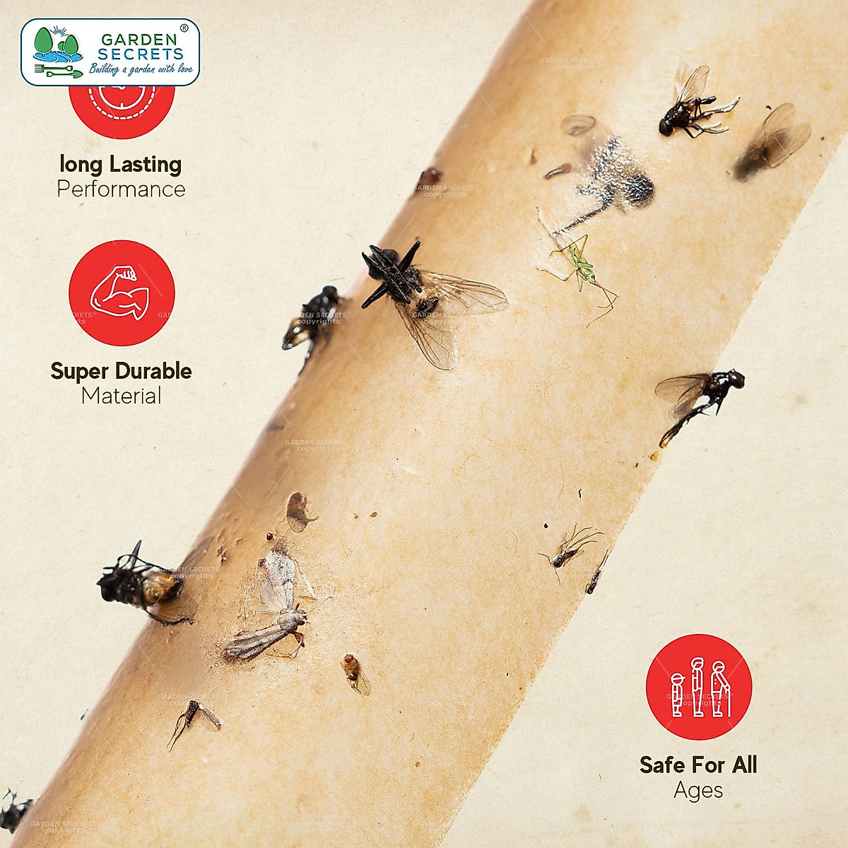 GARDEN SECRETS® Insect Bug Fly Glue Paper Catcher Trap Ribbon Tape Strip Sticky Flies 16 Rolls