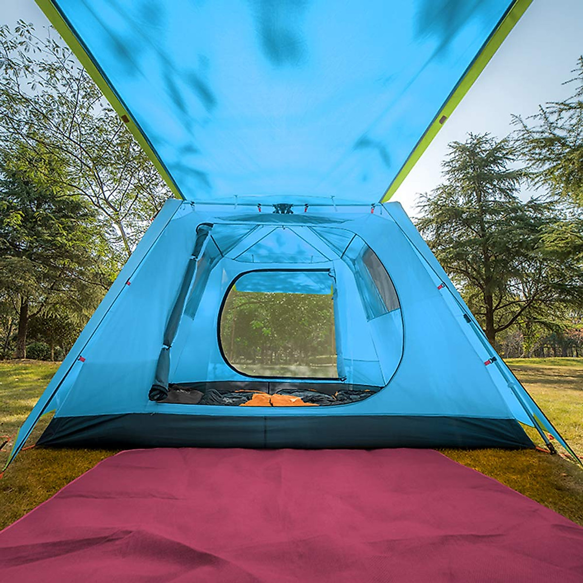 KAZOO Family Camping Tent Large Waterproof Pop Up Tents 6 Person Room Cabin Tent Instant Setup with Sun Shade Automatic Aluminum Pole