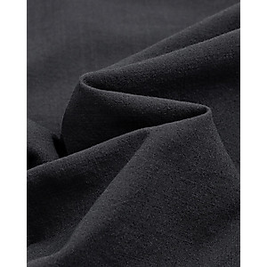 Alimens & Gentle Men's Cotton Linen Shirts Long Sleeve Button Down Shirt Band Collar Beach Shirts Black