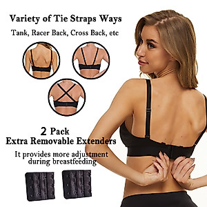 Pumping Bra Hands Free Pumping and Nursing Bra, Adjustable Wireless Comfortable Breast Pumping Bra Fits Breast Pumps, Small-XX-Large (Black, Medium)