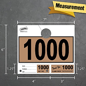 3000 Automotive 3 Part Service Dispatch Numbers Mirror Hang Tags Numbered 000, 1000, 2000 RL78 Style Color Coded Tan Service Dispatch Numbers with 1.25” Slotted Hang Tag Cutout