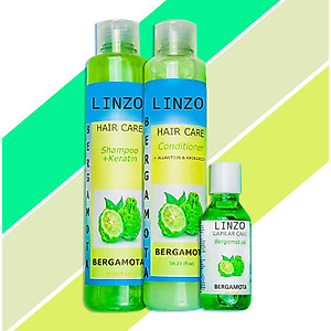 LINZO Bergamota Shampoo, Conditioner and Oil pack for hair growth to stop hair loss. grow hair