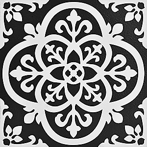 FloorPops FP2475 Gothic Peel & Stick Floor Tiles, Black