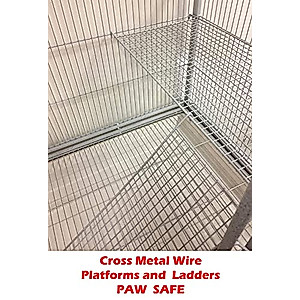 64" Extra Large Wrought Iron 4-Levels Ferret Chinchilla Sugar Glider Mice Rat Mouse Hamster Cage Tight 1/2-Inch Bar Spacing (White Vein)