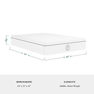 Martha Stewart SleepComplete Full Mattress in a Box, Firm Pocket Spring and Foam Hybrid Mattress, Dual-Action Cooling, 5-Way Zoning, Coolweave Cover, 12 ", White