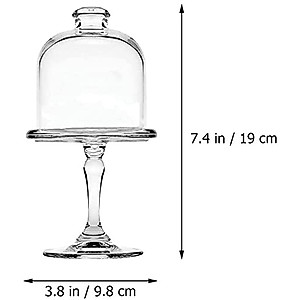 Mini Cake Stand Glass Mini Cupcake Display Plate with Dome Cover Pedestal Dessert Stand Holder for Wedding Birthday Party Supplies (Plain)