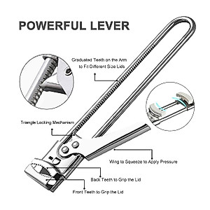 Adjustable Multifunctional Stainless Steel Can Opener，adjustable Stainless Steel Can Opener，fullofcarts Jar Opener for Weak Handsfor Any-size Lids (1pcs, 9in)