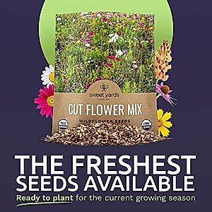 Sweet Yards Seed Co. Cut Flower Garden Seeds - Extra Large 1 Ounce Packet - Over 7,500 Fresh Open Pollinated Non-GMO Wildflower Seeds - Long Lasting Annuals and Perennials with Bright Colors