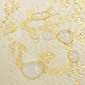 Yifely Light Beige Damask Shelf Liner Easy to Apply Furnitrue Coutertop Decor PVC Paper Self-Adhesive 17.8 Inch by 9.8 Feet