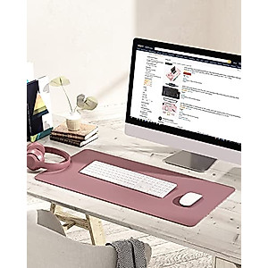 Non-Slip Desk Pad,Mouse Pad,Waterproof PVC Leather Desk Table Protector,Ultra Thin Large Desk Blotter, Easy Clean Laptop Desk Writing Mat for Office Work/Home/Decor(Dark Pink, 31.5" x 15.7")