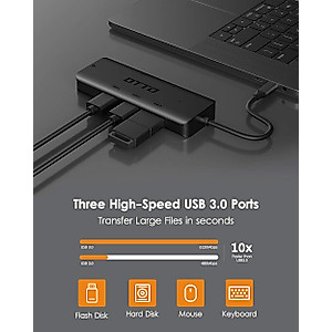 DTTO USB-C Hub 6-in-1 with 4K@60Hz HDMI, 1Gbps RJ45 Ethernet Adapter, 90W PD Power Delivery, 3X USB 3.0 Ports, Thunderbolt 3 Multiport Dongle for MacBook, iPad Pro, XPS, and More, Space Grey
