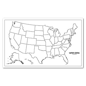 Palace Learning 4 Pack - USA & World Map Blank Outline Posters + World & USA Maps [Blue Ocean] (LAMINATED, 18" x 29")