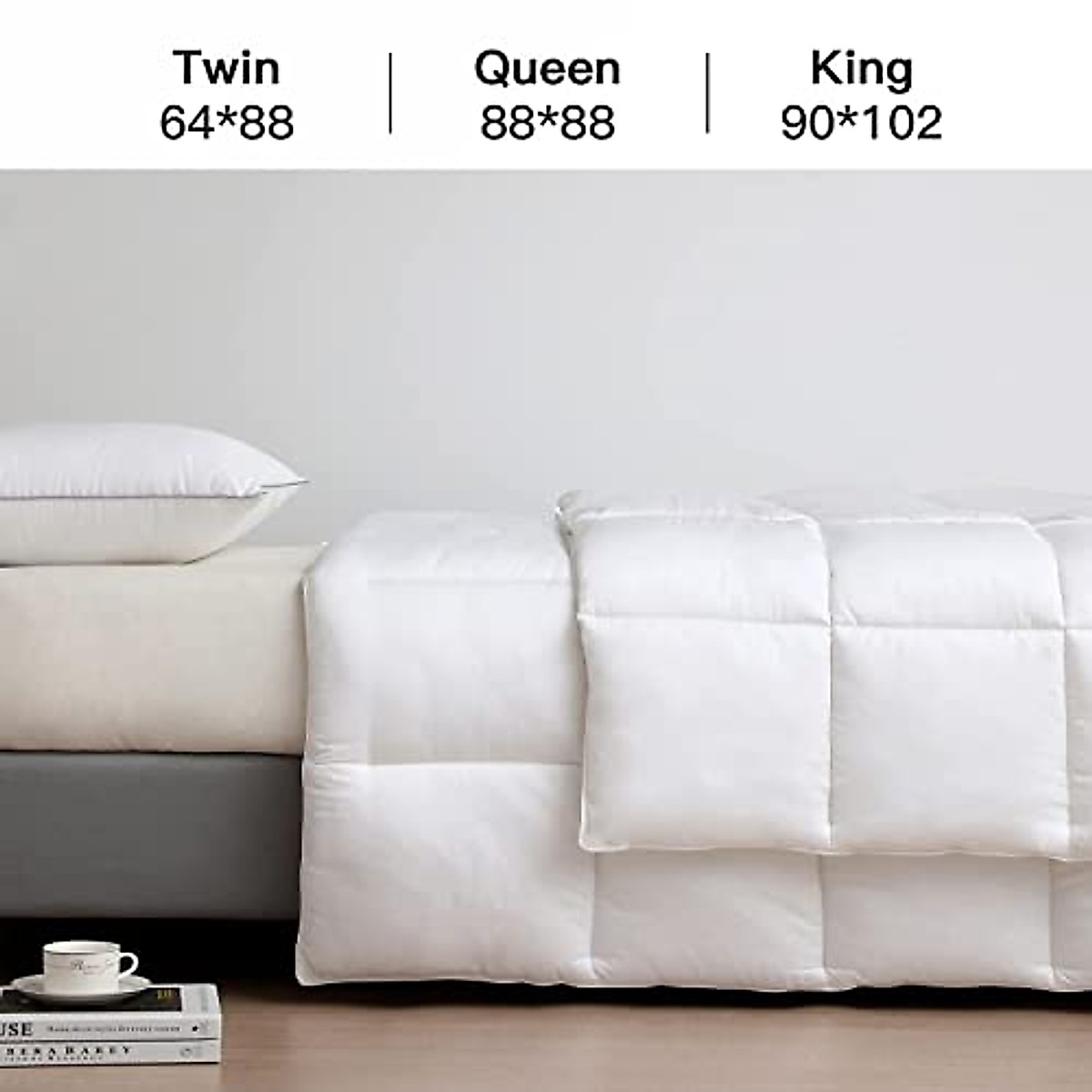 100% Viscose from Cooling Bamboo Comforter for Hot Sleepers- Breathable Silky Soft Bamboo Duvet Insert King Size-with 8 Corner Tabs- All Season Comforter (90x102 Inches, White)