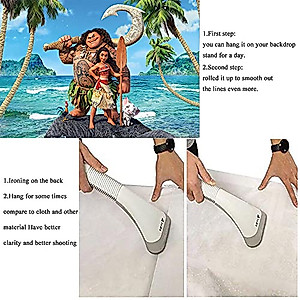 7x5ft Moana Maui Beach Theme Backdrop Baby Shower Girl Birthday Party Background Cake Table Dress-up Large Banner Supplies