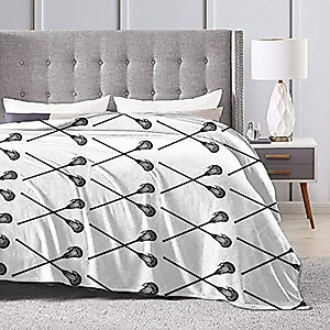 Fluffy Throw Blanket Warm Ultra-Soft Micro Fleece Blanket Luxury Blanket Throws Cozy Crossed Lacrosse Sticks Pattern Travel Throw Blanket