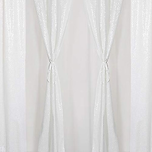 White Sequin Backdrop Curtain 4 Pack 2ft x 8ft Backdrop Birthday Party Backdrop Wedding Ceremony Background