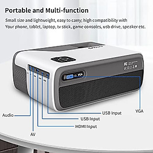 Portable WiFi Projector 4K with Bilateral Bluetooth for Phone,7000LM Native 1080P Home Theater Projector,Smart Outdoor Movie Projector with Android 9.0/Zoom/Auto Flip for Fire Stick,PS5,DVD,Laptop,PC