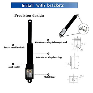 URANT Mini 12V 1.2 "Stroke Electric Linear Actuator, 60N(13.4Lbs),Speed 15mm/s Linear Motion Actuator,Waterproof Linear Actuator with Waterproof Switch and Bracket,for Window Ppener,Robot (30mm)